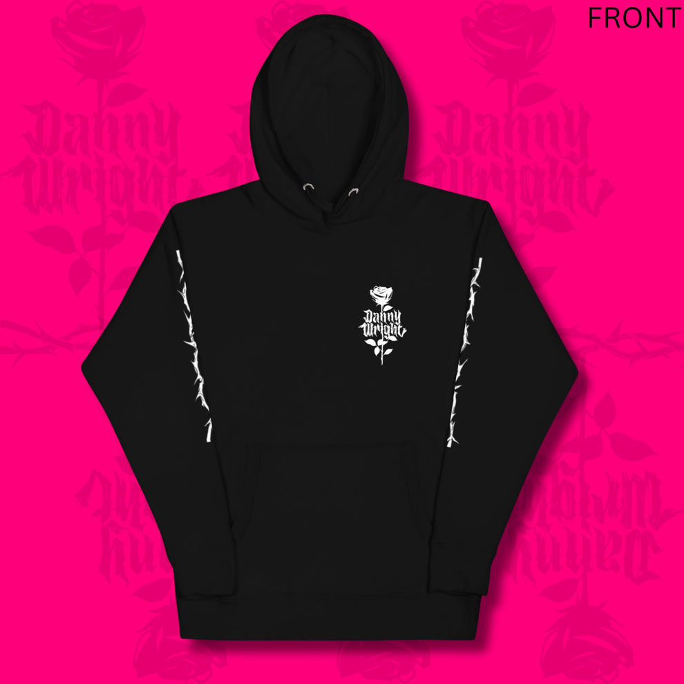 Rose Logo Tee – Front, Back + Thorn Sleeve Print – DANNY WRIGHT